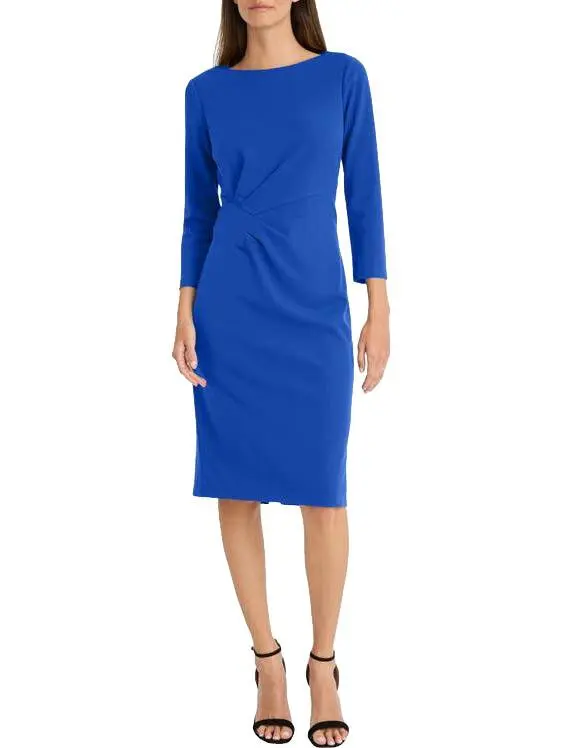 Maggy London Side Pleat Midi Dress - Sodalite Blue