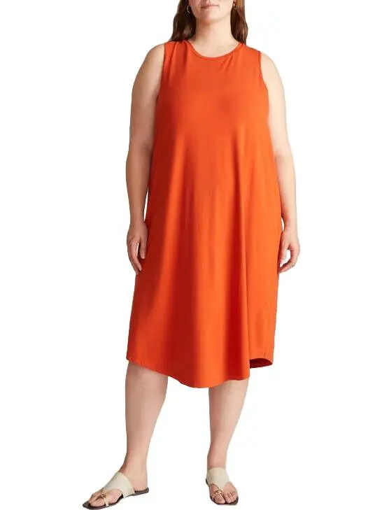 Universal Standard Jersey Shift Midi Dress - Rooibos Tea