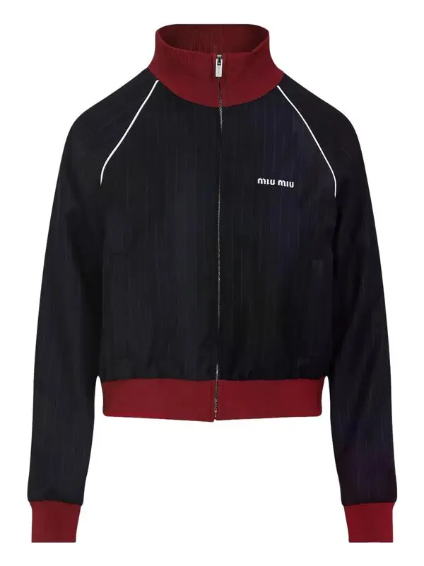 Miu Miu Pinstripe Wool Jacket - Blue