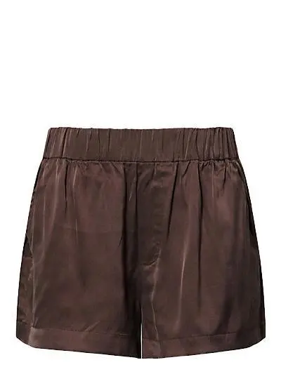 Dissh Isla Relaxed-fit Silk Shorts - Bitter Choc