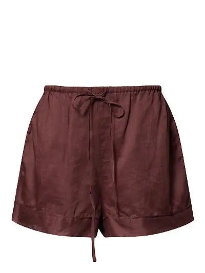Dissh Kai Drawstring-waist Ramie Shorts - Walnut