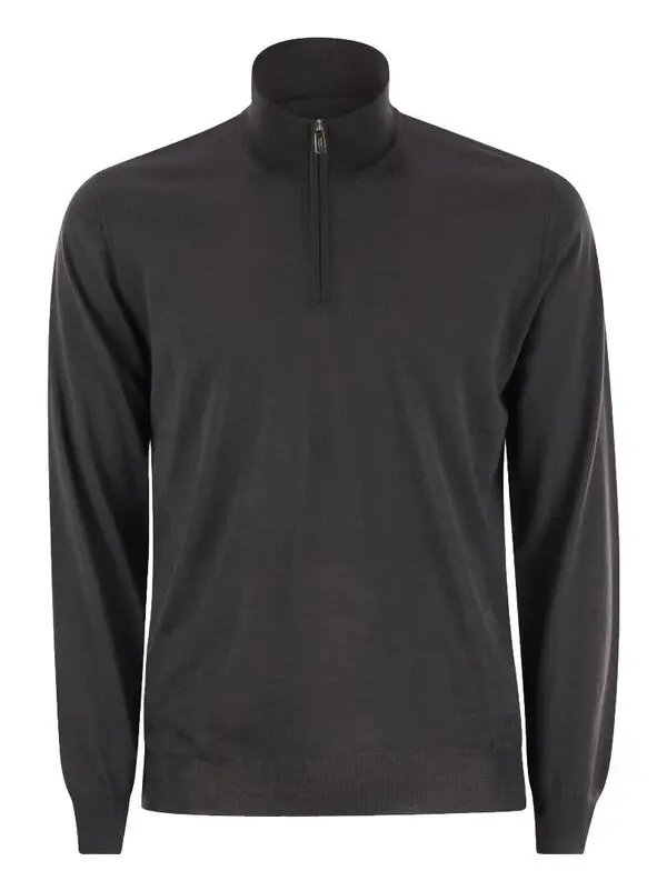Fedeli Favonio Superfine Wool Half-zip Sweater - Grey