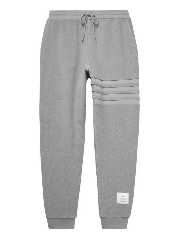 Thom Browne Tapered Striped Cotton-terry Sweatpants - Gray