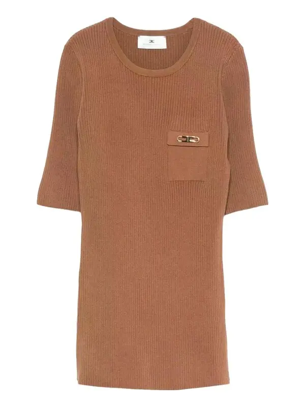 Elisabetta Franchi Ribbed T-shirt - Brown
