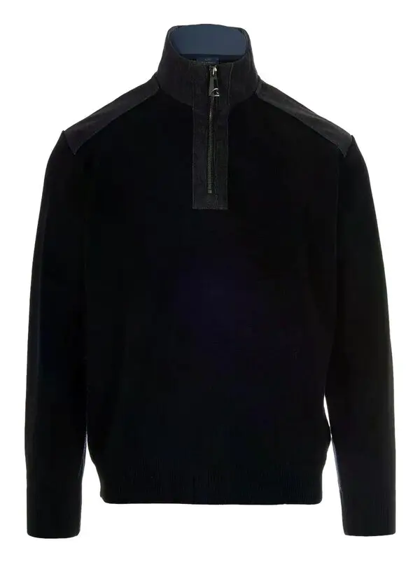 Paul & Shark Half-zip Sweater With Denim Panels - Blue