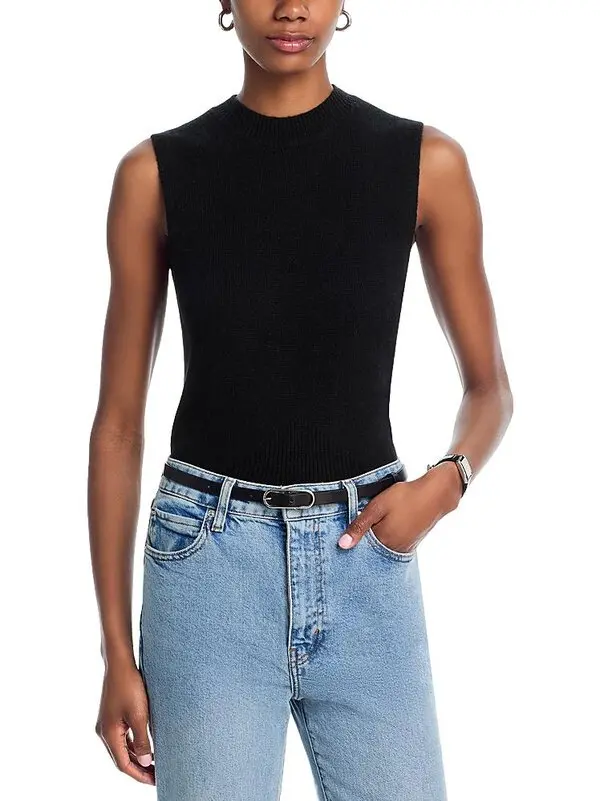 Aqua Cashmere Crewneck Sweater Vest - Black