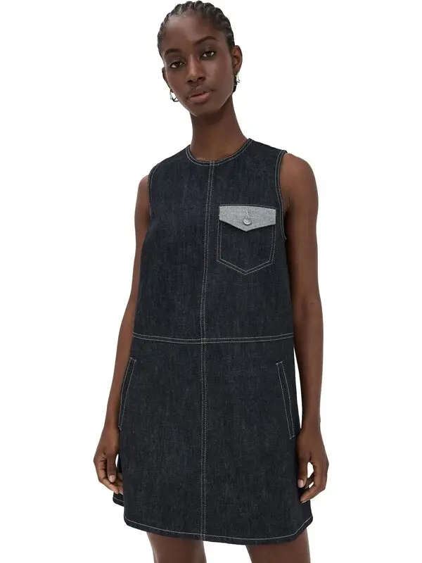 LEE MATHEWS Leo Pinafore Dress - Indigo
