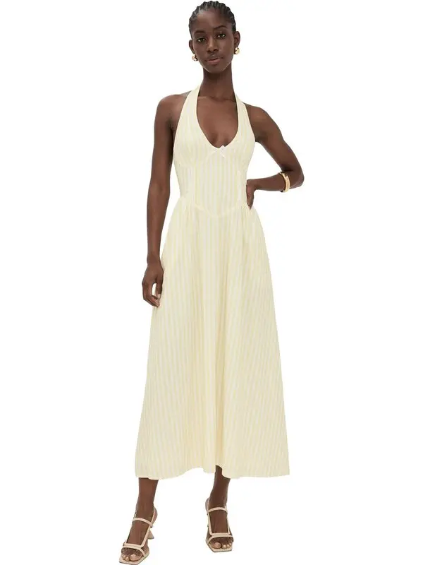 SEVEN WONDERS Calianna Midi Dress - Lemon Stripe