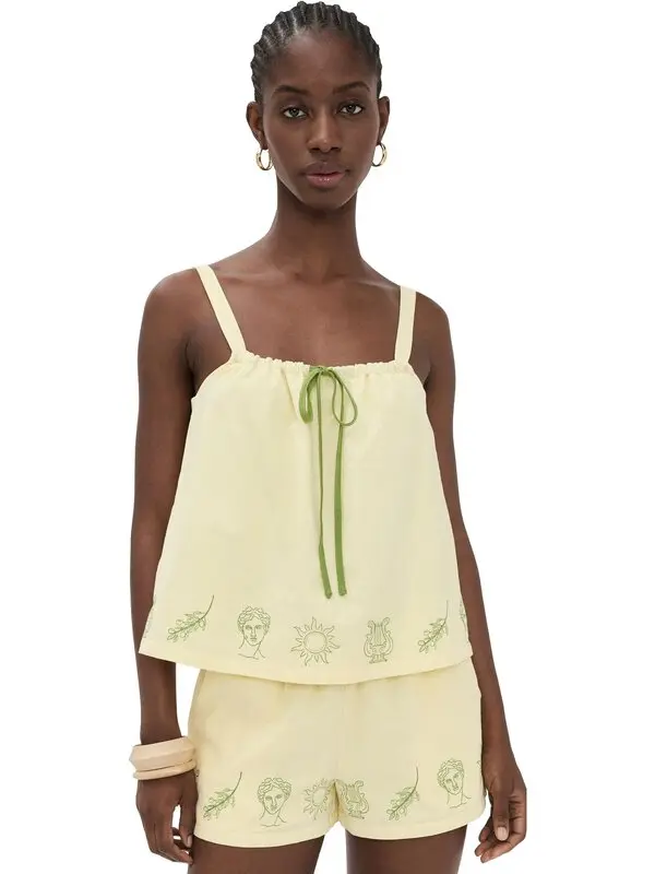 BAILEY ROSE Sleeveless Blouse With Embroidered Details - Lemon