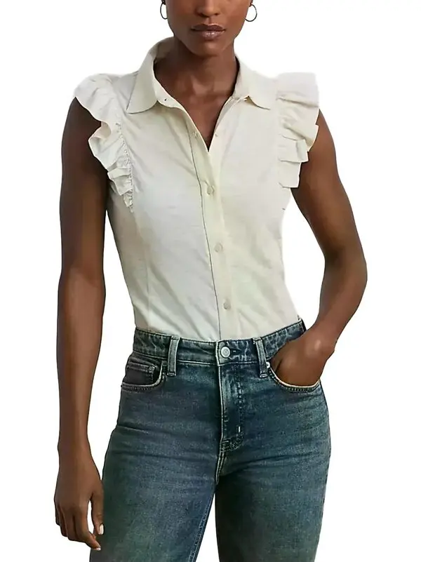 Ralph Lauren Ruffle-trimmed Sleeveless Shirt - White