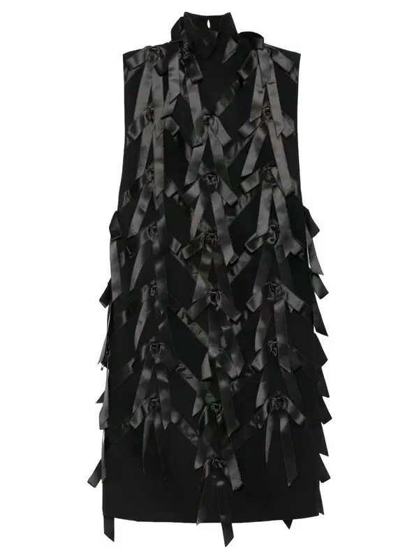Prada Bow-appliqué Midi Dress - Black