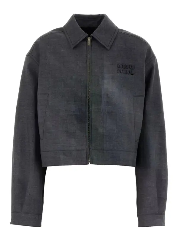 Miu Miu Prince Of Wales Check Jacket - Grey