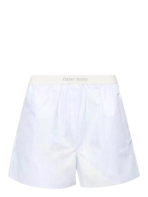Miu Miu Logo-waistband Striped Pajama Shorts - Blue