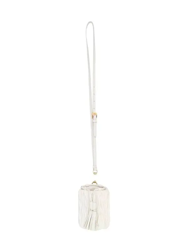 Miu Miu Matelassé Mini Bag With Logo Lettering - White