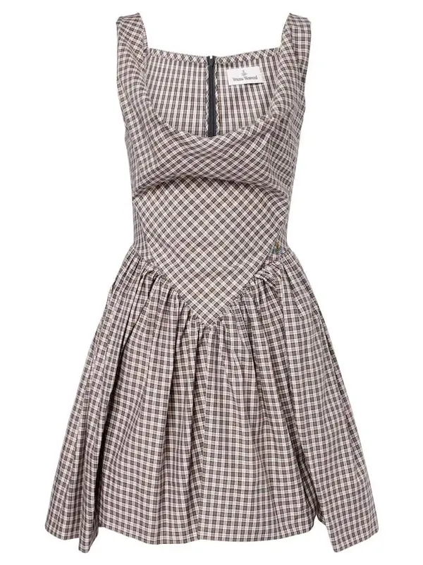 VIVIENNE WESTWOOD Mini Checked Draped Cocktail Dress - Multicoloured