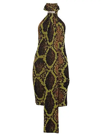 Attico Halterneck Graphic-print Mini Dress - Multicolor