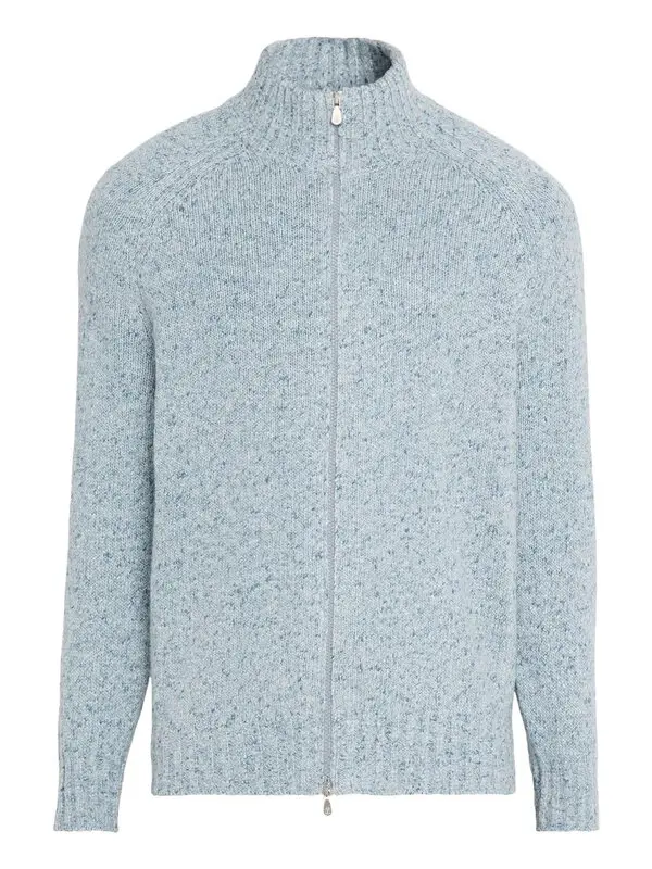 Brunello Cucinelli Cashmere Zip Cardigan - Light Blue