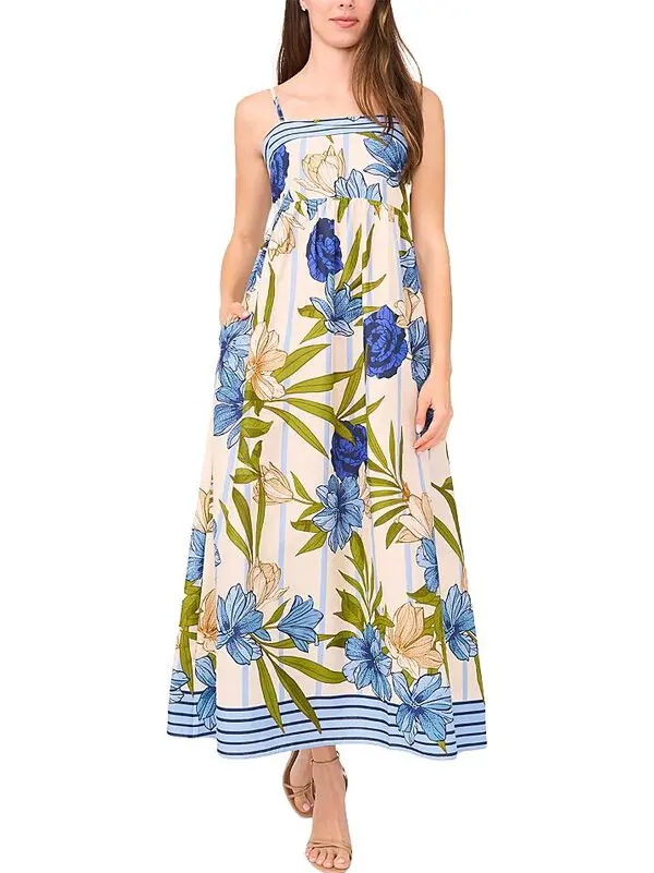CECE DUPRAZ Striped Smocked Maxi Dress - Eggnog