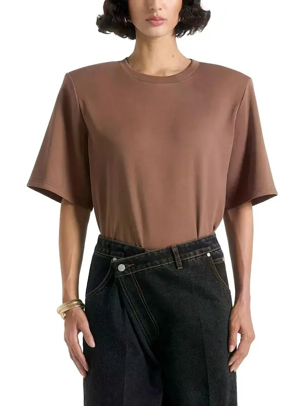 Manière De Voir Mia Wide-shoulder Bodysuit T-shirt - Brown