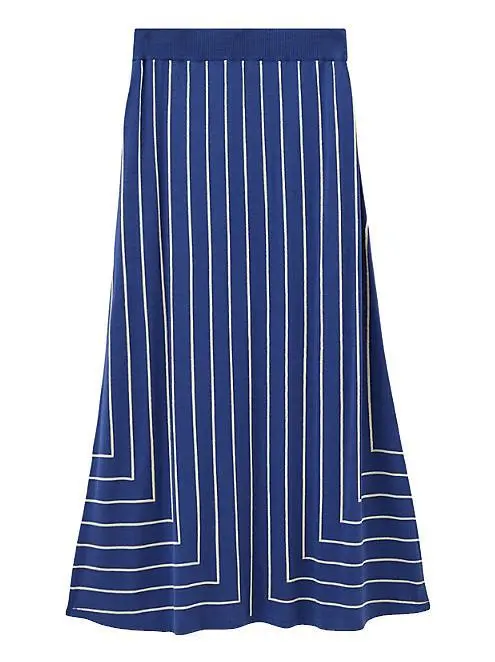 JOSEPH Geometric-pattern Midi Skirt - Cobalt/affogato