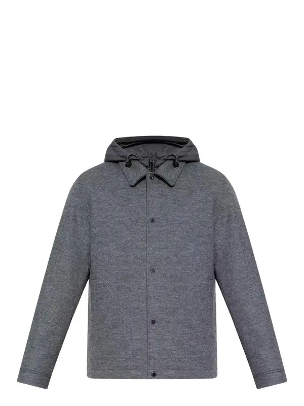 Woolrich Button-up Hooded Shirt Jacket - Grey
