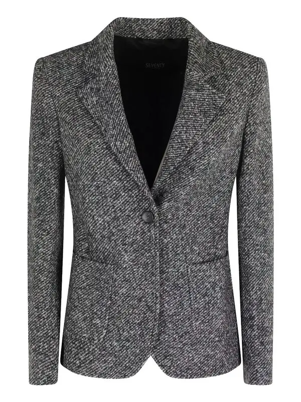 Seventy Tweed Single-breasted Blazer - Grey
