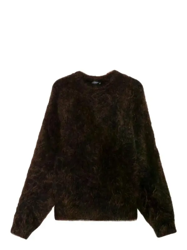 MUGLER Fluffy Crew-neck Sweater - Brown