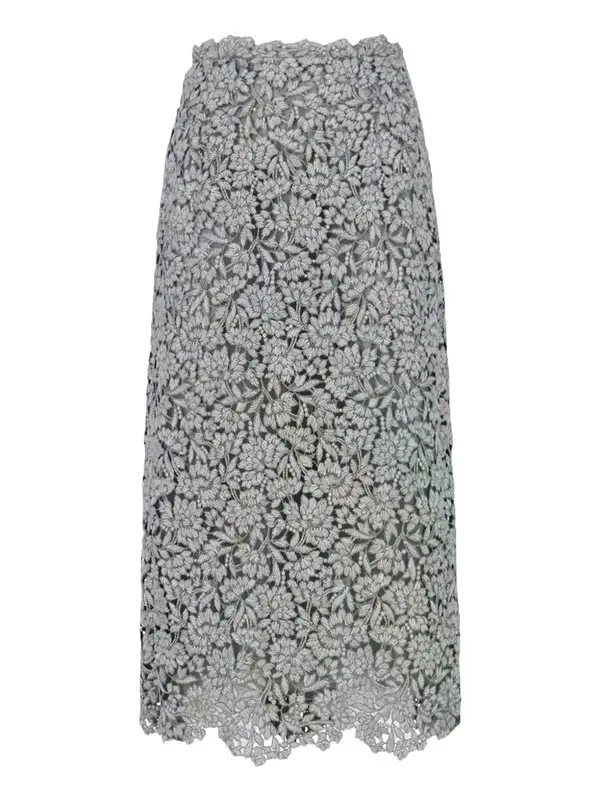 Ermanno Scervino Floral Lace Midi Skirt - Grey