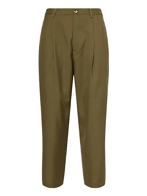 Marni Pleated High-waisted Wool Trousers - Deep Sage