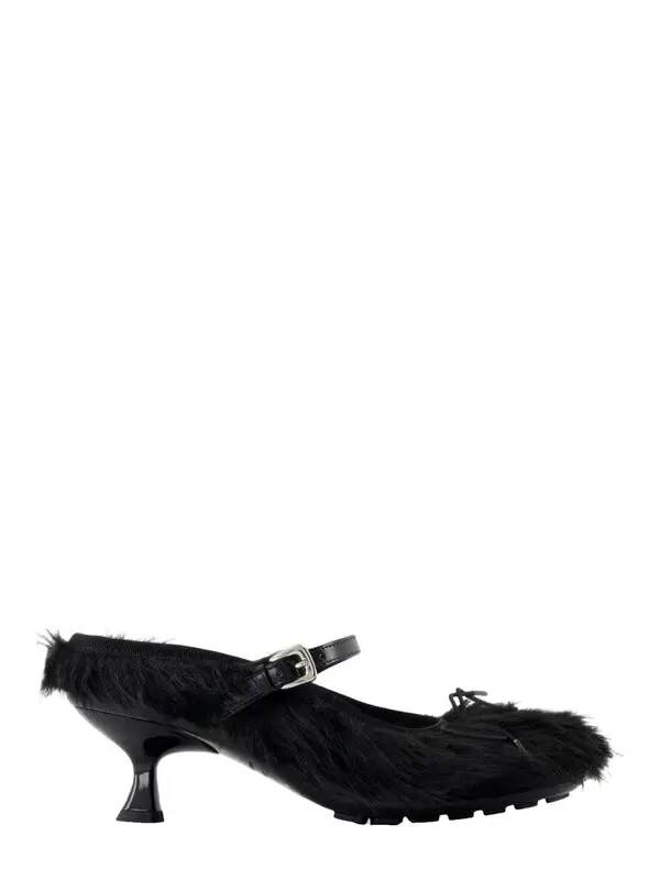 Simone Rocha 60mm Fur-trimmed Buckle Mules - Black