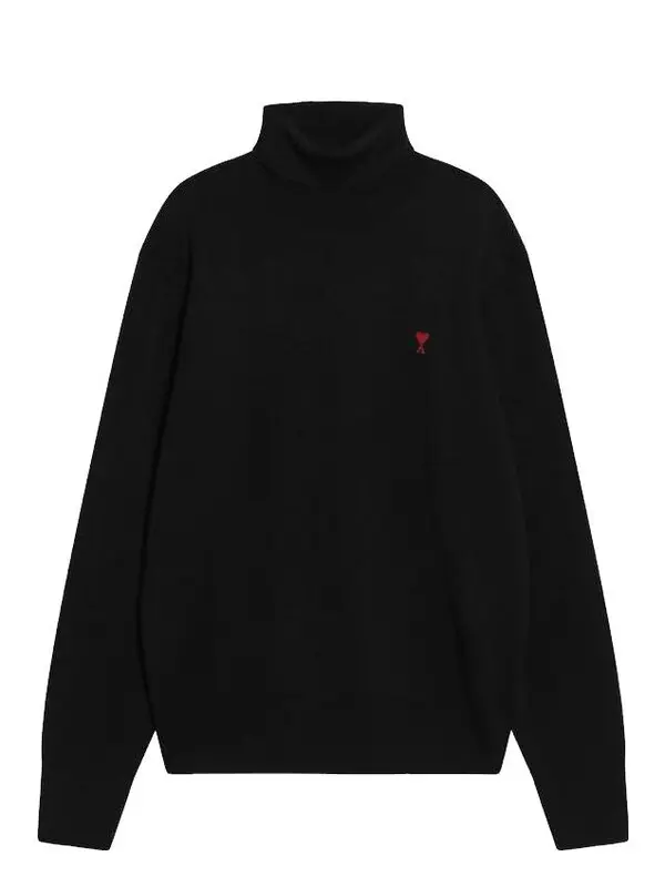 Ami Turtleneck Sweater De Coeur - Black
