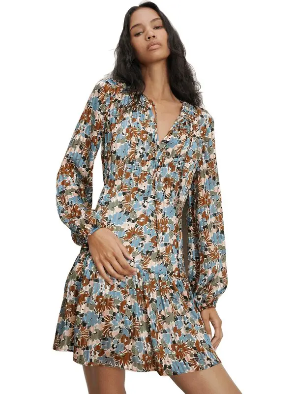 Veronica Beard Nyjah Silk Mini Dress - Lake Mist Multi