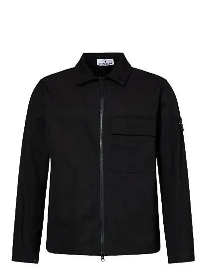 Stone Island Logo-patch Cotton Jacket - Black
