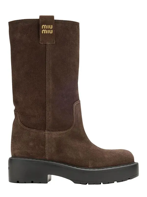Miu Miu Tall Moto Boots - Moro