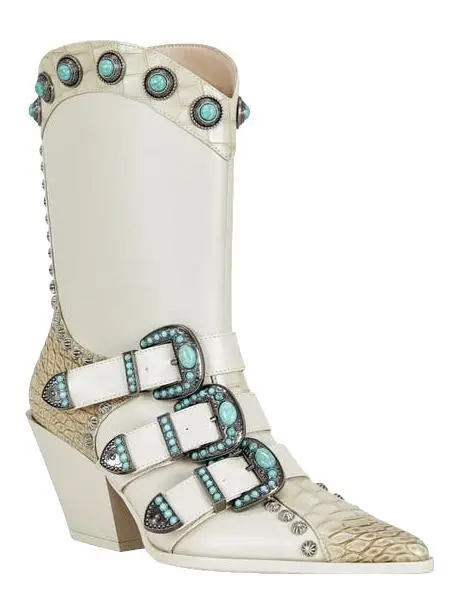 AZALEA WANG Balmoral Western Boots - Beige