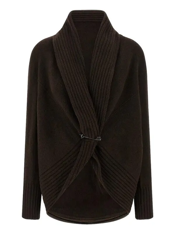 Alberta Ferretti Brooch Cardigan - Brown