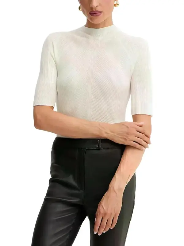 Hugo Boss Ribbed High-neck T-shirt - Neutrals