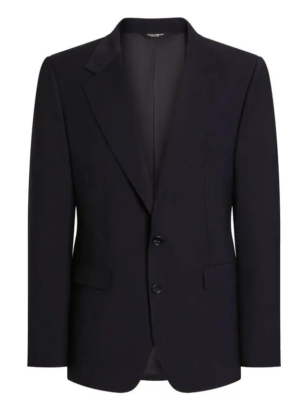 Dolce & Gabbana Single-breasted Taormina Wool Canvas Jacket - Blue