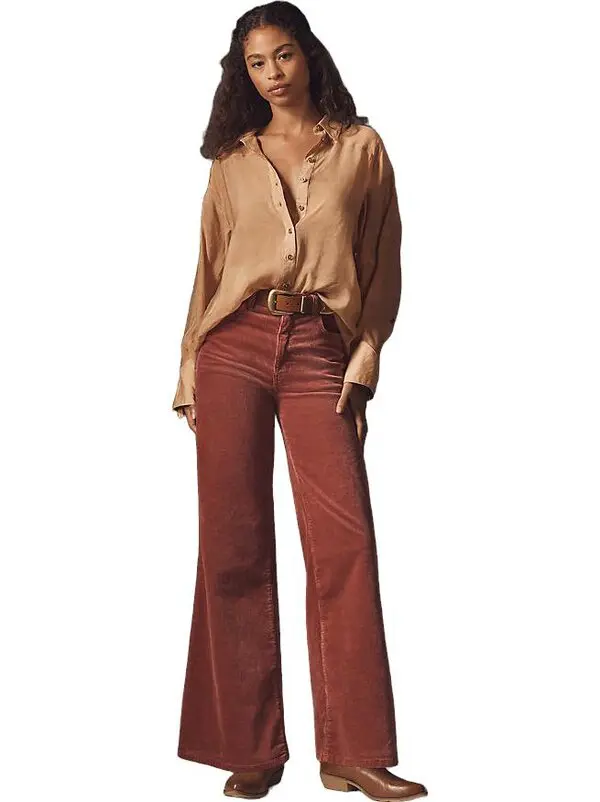 PILCRO The Robbie Corduroy High-rise Flare Jeans - Rose