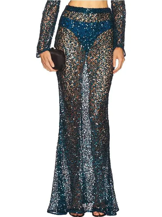 Lapointe Net Paillette Maxi Skirt - Oz