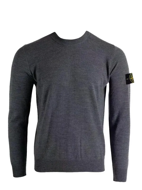 Stone Island Logo-patch Crew-neck Sweater - V0m67 Melange Dark Grey