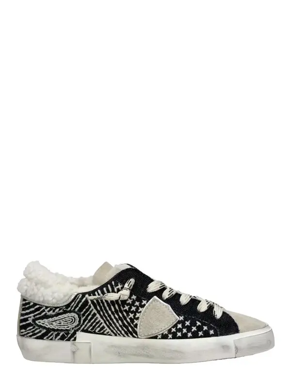 Philippe Model Shearling-trim Sneakers - Blue