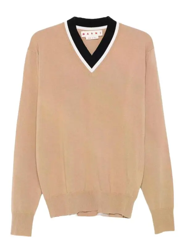 Marni V-neck Wool Sweater - Neutrals