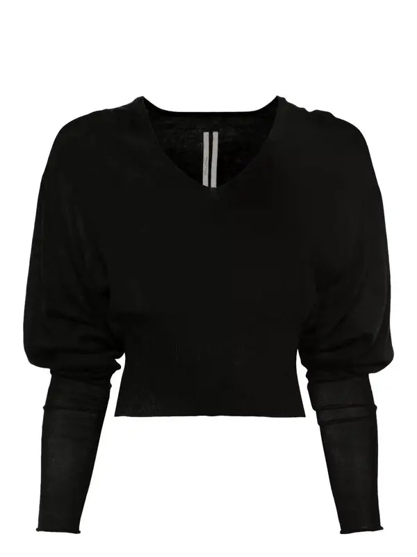 Rick Owens V-neck Balloon-sleeve Top - Black