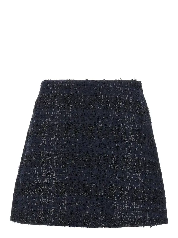 Remain Birger Christensen Sequin-appliqué Bouclé Mini Skirt - Blue