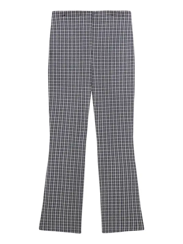 Theory Plaid High-rise Kick-flare Pants - Almond Multi