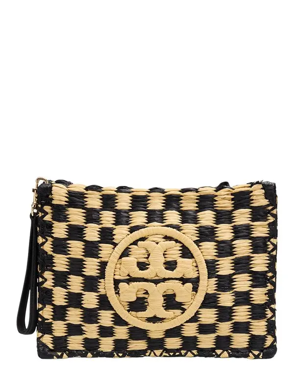 Tory Burch Ella Crochet Checkered Clutch Bag - Blkpat