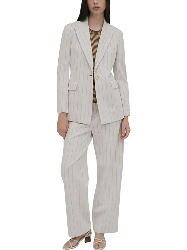Rosetta Getty Pinstripe Peak Lapel Jacket - Beige/brown