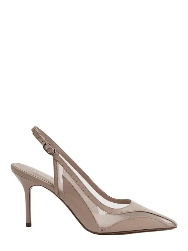 REISS Ellie Mesh Sling Back Court Shoes - Latte