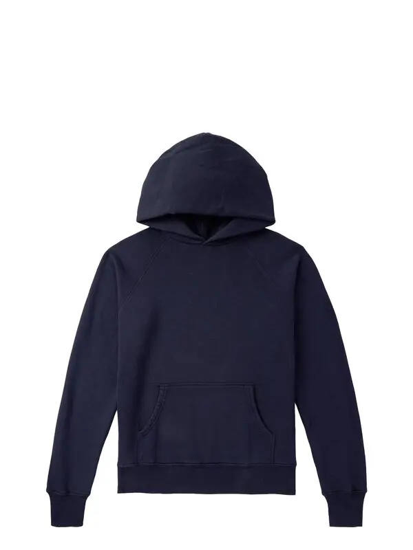 LES TIEN Cotton-jersey Hoodie - Blue